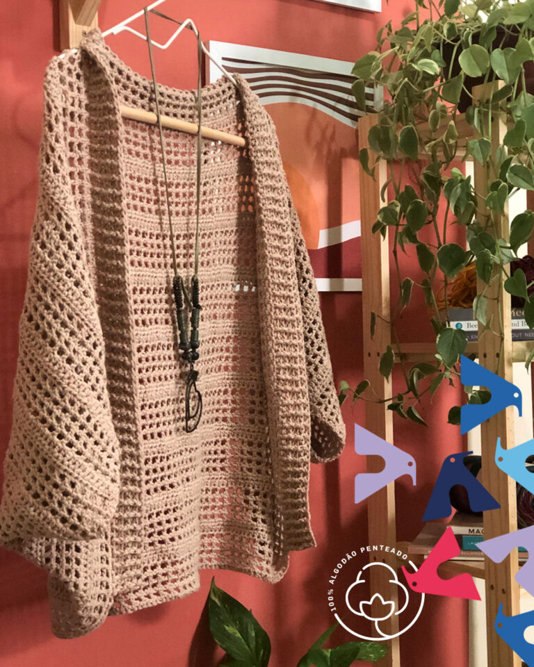 Casaco Casulo - Vestuário em Crochê fácil com fio NATURE