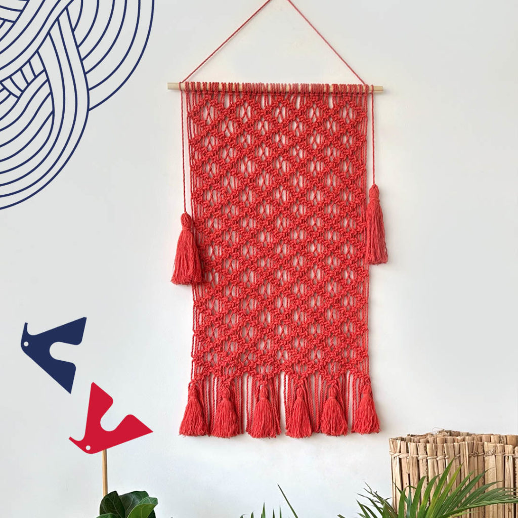 Painel decorativo - Decor feito à mão com fio MACRAMÊ