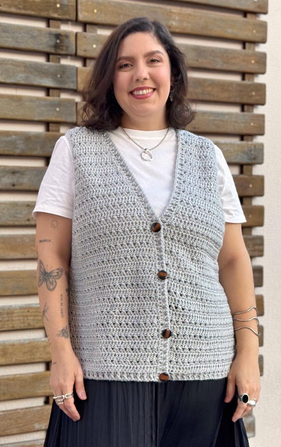 Colete Luna em crochê com o fio FAMÍLIA - Semana especial Coletes